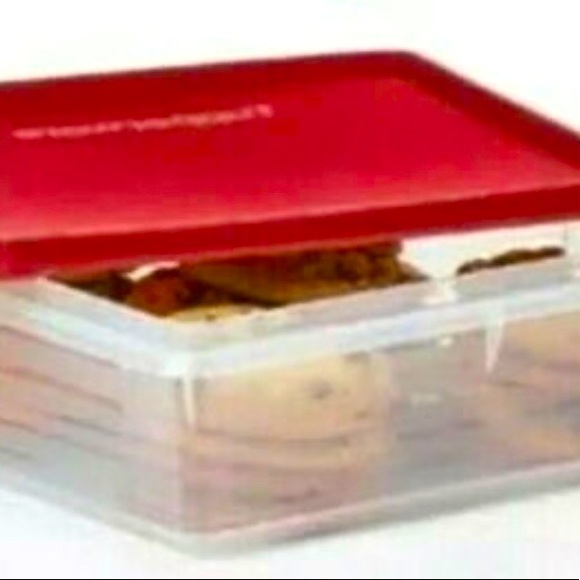 Tupperware | Kitchen | Tupperware Snackstor Container Square Red | Poshmark